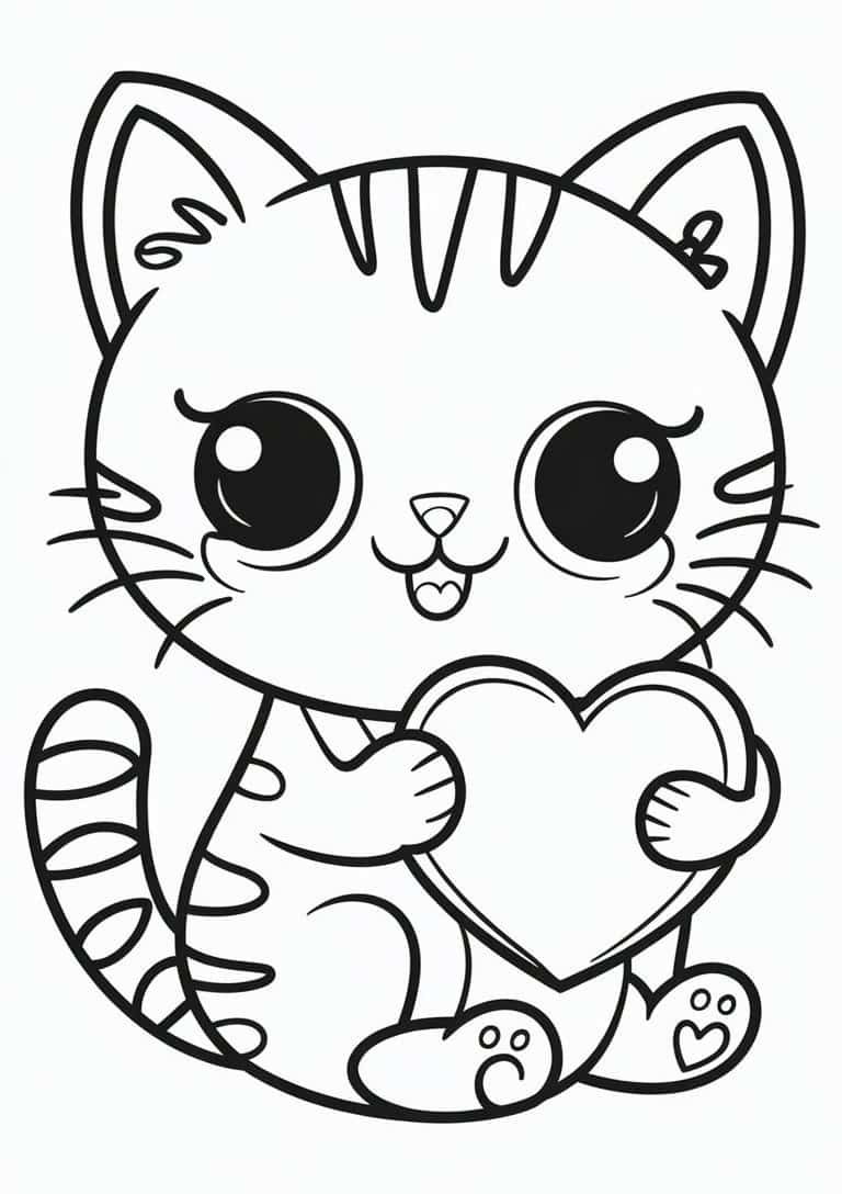 15+ Cute Cats Coloring Pages For Kids