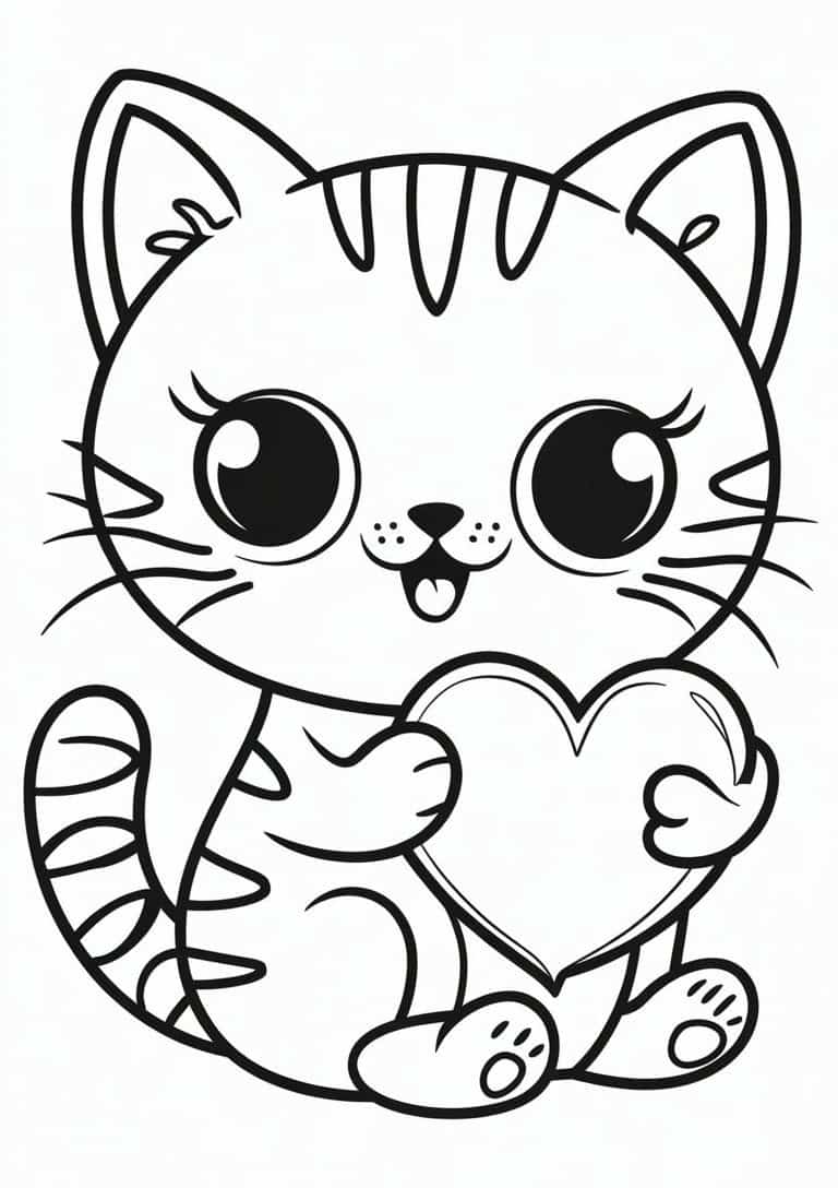 15+ Cute Cats Coloring Pages For Kids