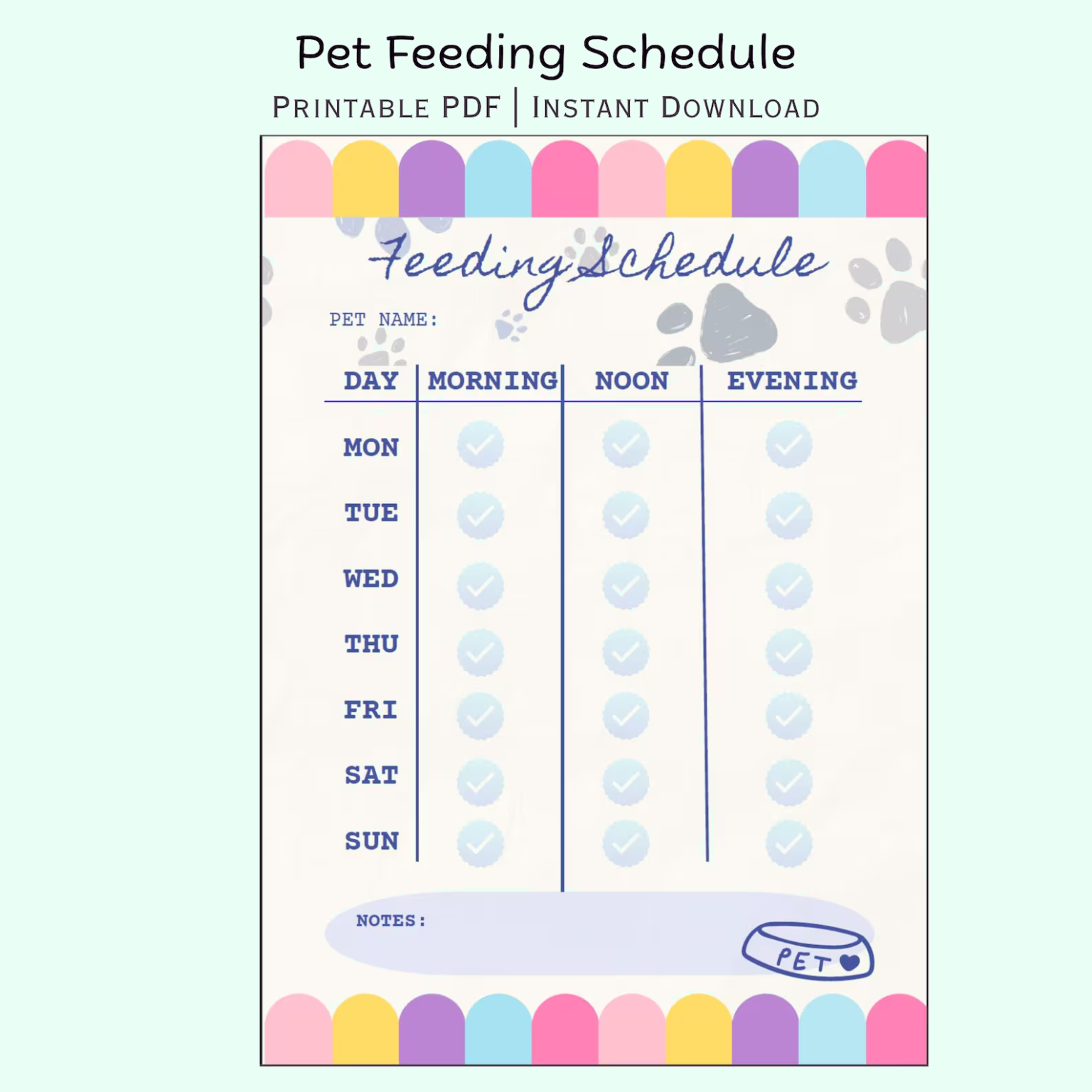 Dog Feeding Chart Printable