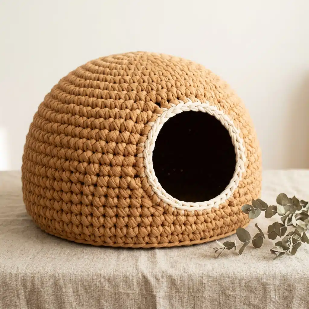 Chunky Crochet Cat Cave Pattern — Free Cat Pod Bed Tutorial